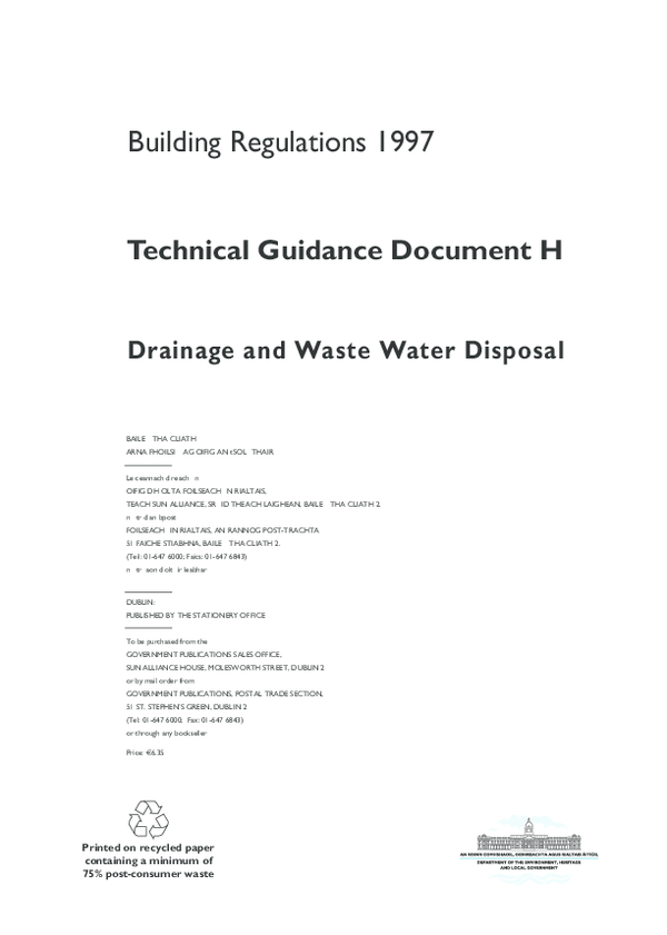 (PDF) Building Regulations 1997 Technical Guidance Document H Drainage ...
