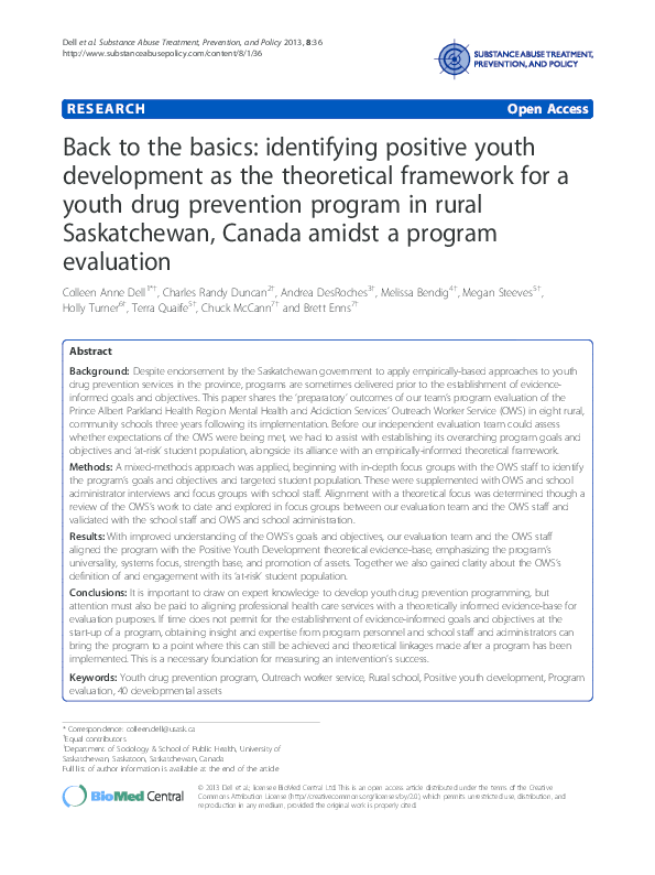 (PDF) Back to the basics: identifying positive youth development as the ...