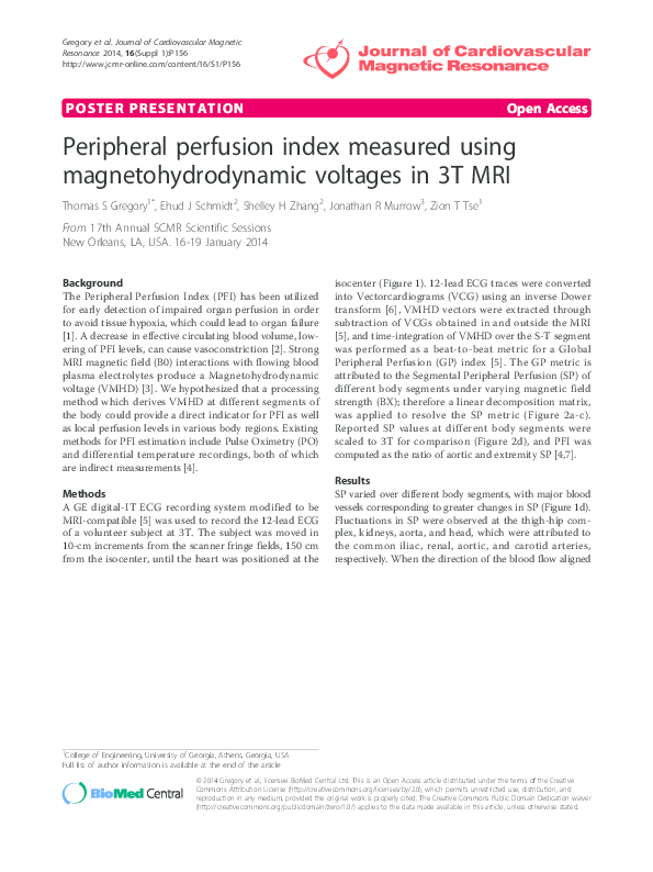 (PDF) Peripheral perfusion index measured using magnetohydrodynamic ...