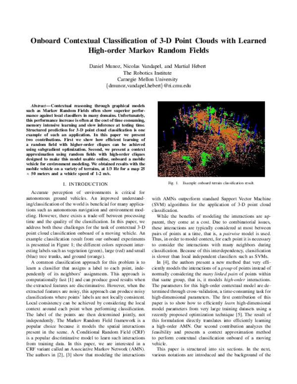(PDF) Onboard contextual classification of 3-D point clouds with learned high-order Markov ...