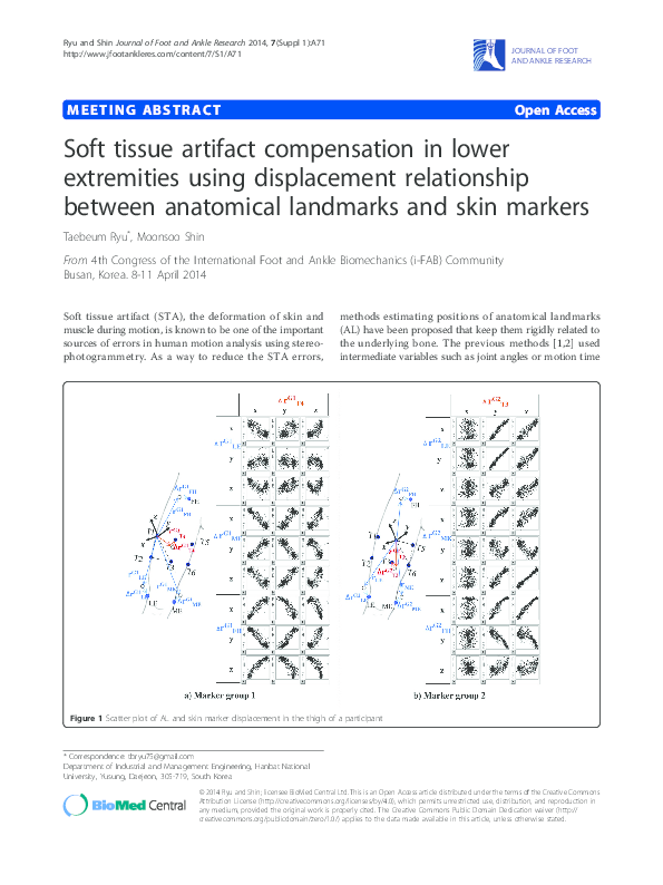 Pdf Soft Tissue Artifact Compensation In Lower Extremities Using Displacement Relationship