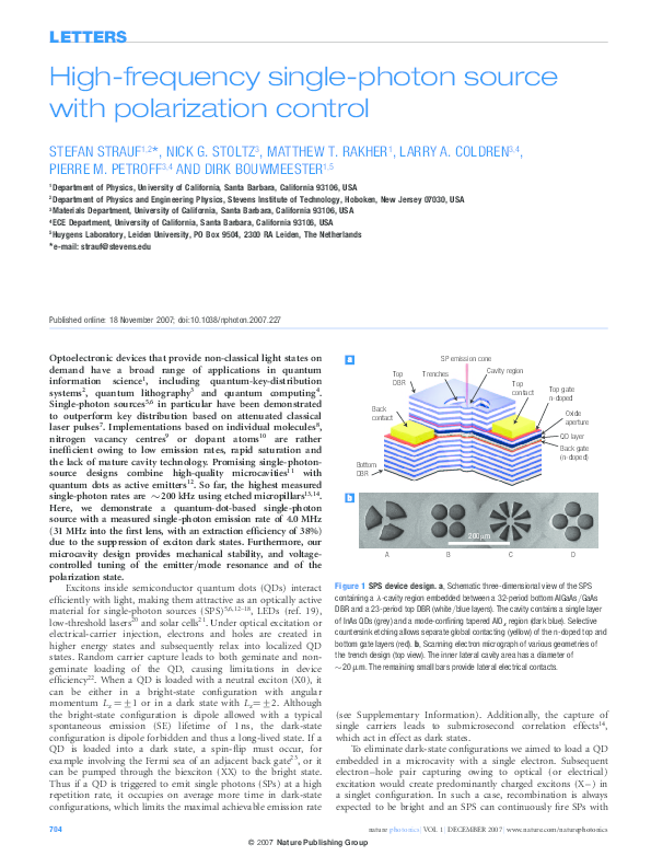 (PDF) High-frequency single-photon source with polarization control