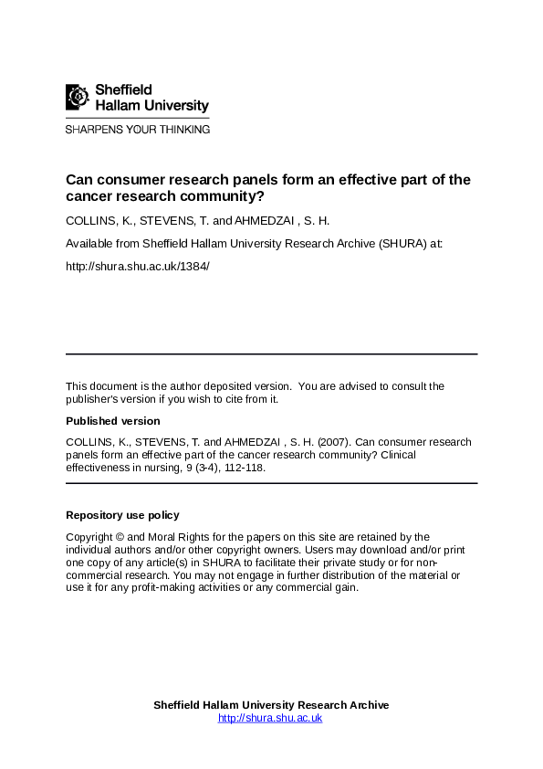 (PDF) Can consumer research panels become an integral part of the ...