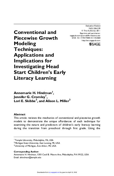 (PDF) Conventional and Piecewise Growth Modeling Techniques ...
