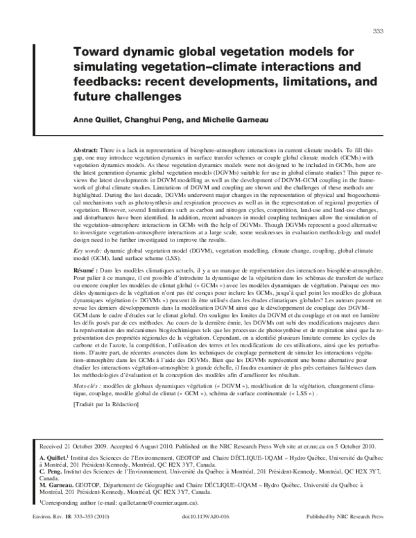 (PDF) Toward dynamic global vegetation models for simulating vegetation ...