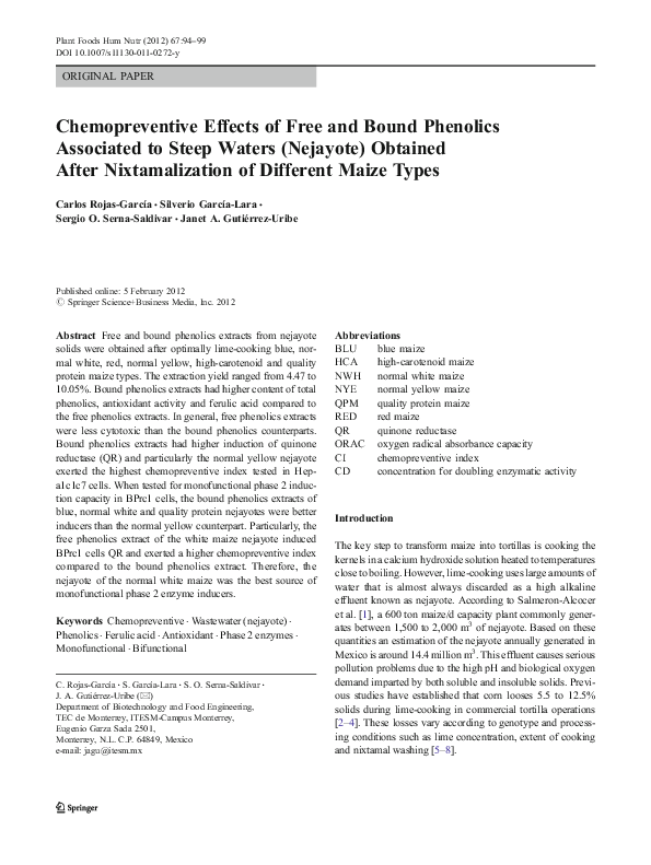 (PDF) Chemopreventive effects of free and bound phenolics associated to ...