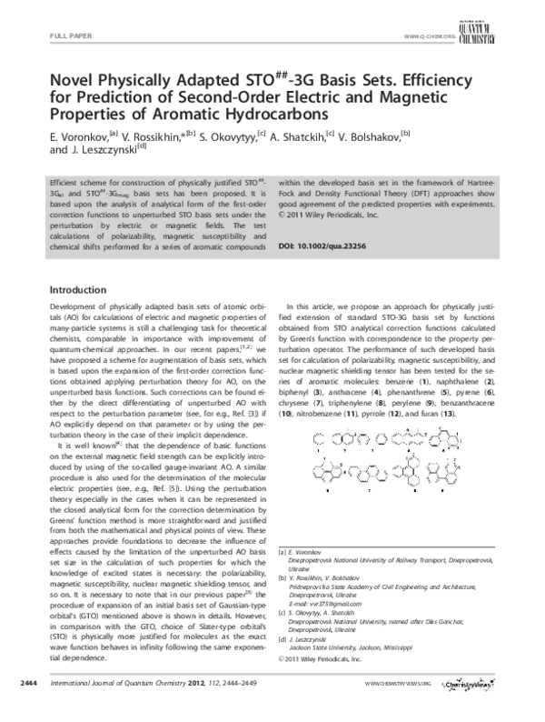 (PDF) Novel physically adapted STO##-3G basis sets. Efficiency for ...