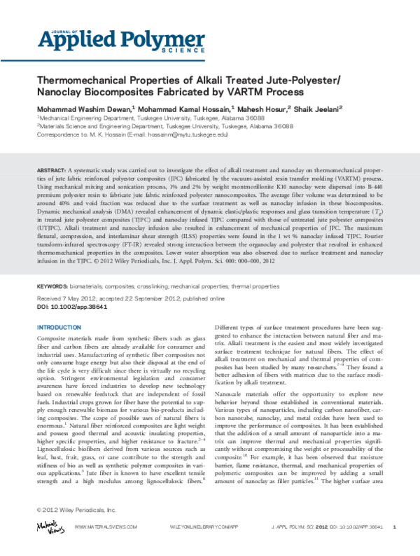 (PDF) Thermomechanical properties of alkali treated jute-polyester ...
