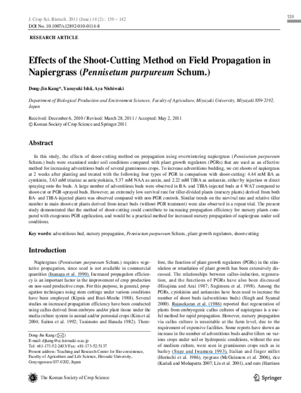 (PDF) Effects of the shoot-cutting method on field propagation in ...