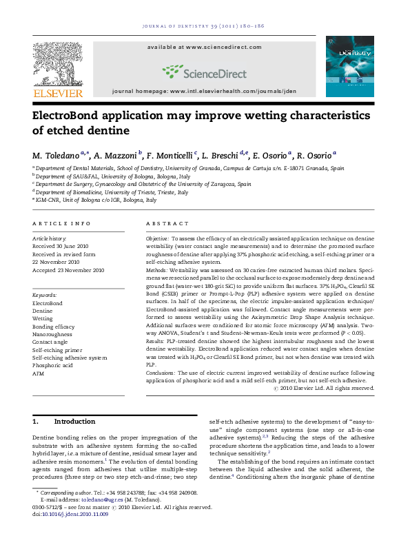 (PDF) ElectroBond application may improve wetting characteristics of ...