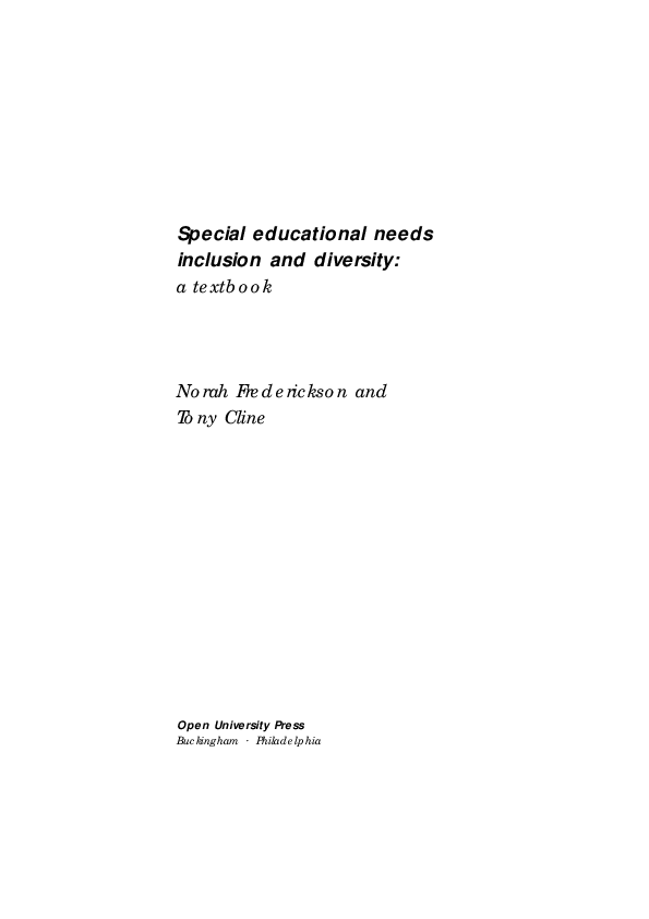 (PDF) Special educational needs, inclusion, and diversity: a textbook