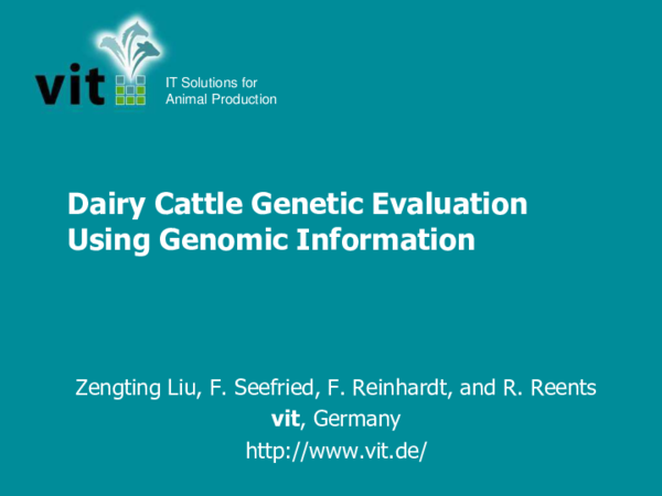 (PDF) Dairy Cattle Genetic Evaluation Using Genomic Information