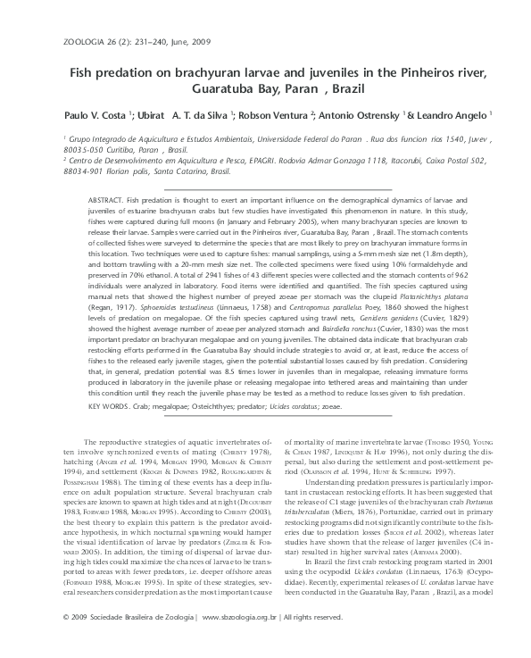 (PDF) Fish predation on brachyuran larvae and juveniles in the ...