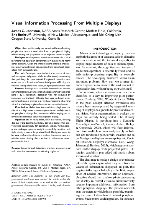 (PDF) Visual Information Processing From Multiple Displays