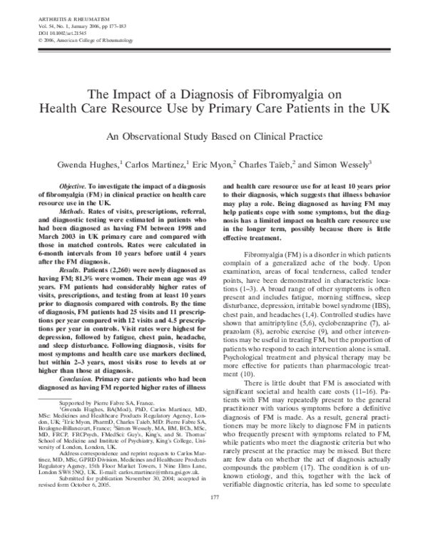(PDF) The impact of a diagnosis of fibromyalgia on health care resource ...