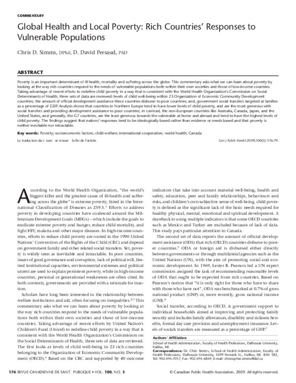 (PDF) Global health and local poverty: Rich countries' response to ...