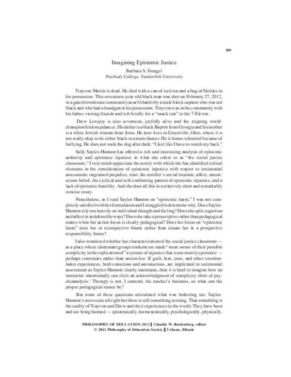 (PDF) Imagining Epistemic Justice