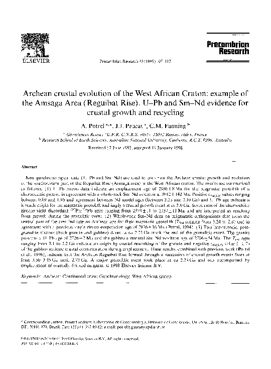 (PDF) Archean crustal evolution of the West African Craton: example of ...