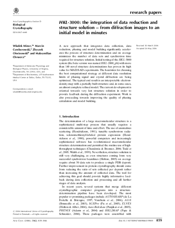 (PDF) HKL -3000: the integration of data reduction and structure ...