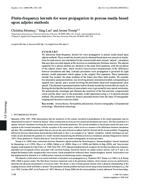 (PDF) Finite-frequency kernels for wave propagation in porous media based upon adjoint methods