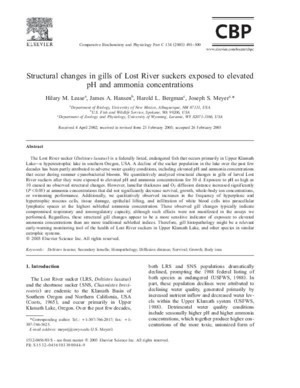 (PDF) Survival of Lost River Suckers (Deltistes luxatus) Challenged ...