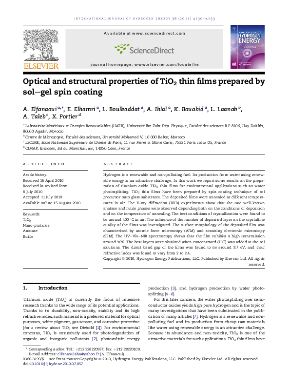 (PDF) Optical and structural properties of TiO2 thin films prepared by ...