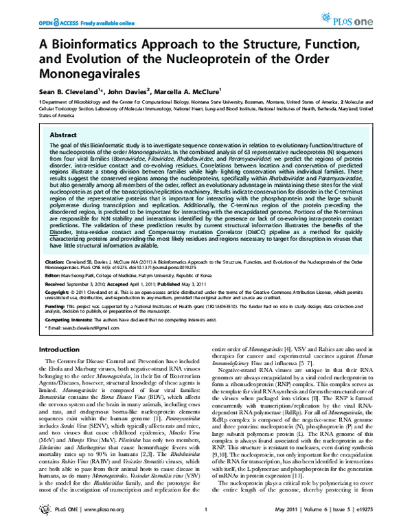 (PDF) A Bioinformatics Approach to the Structure, Function, and Evolution of the Nucleoprotein ...