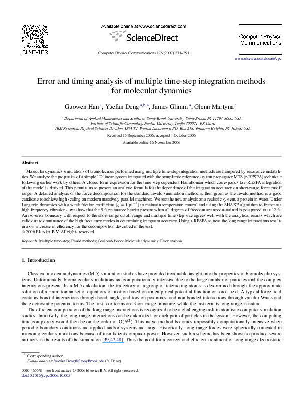 (PDF) Error and timing analysis of multiple time-step integration ...
