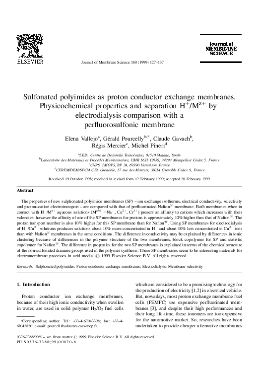 (PDF) Sulfonated polyimides as proton conductor exchange membranes ...