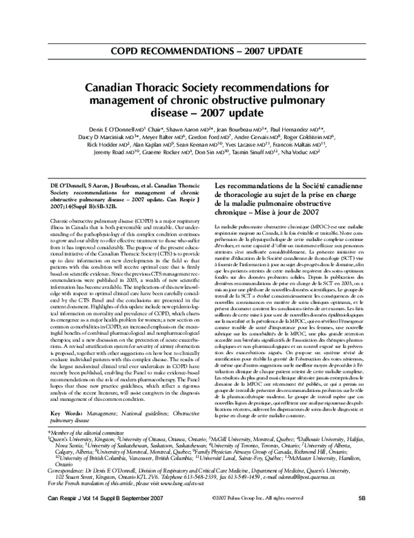 (PDF) Canadian Thoracic Society recommendations for management of chronic obstructive pulmonary ...