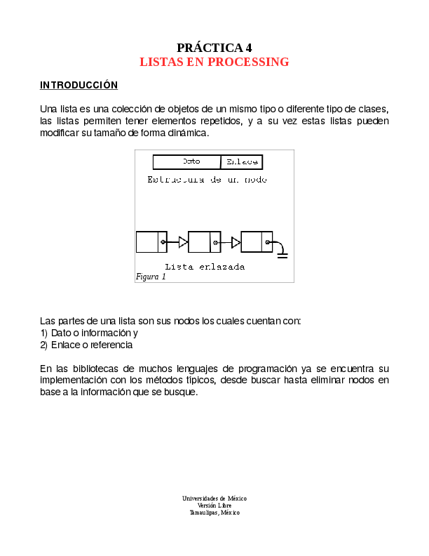 (PDF) PRÁCTICA 4 LISTAS EN PROCESSING