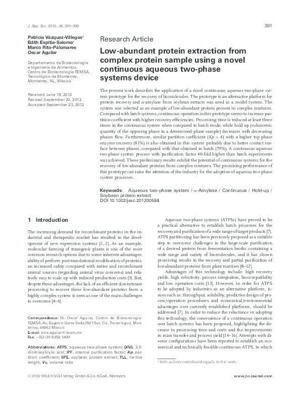 (PDF) Low-abundant protein extraction from complex protein sample using ...