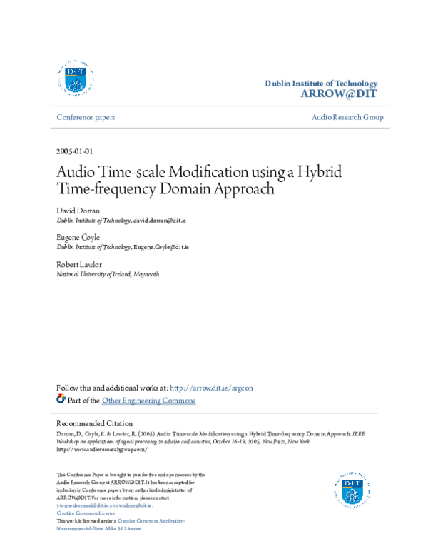 Pdf Hybrid Time Frequency Audio Time Scaling 