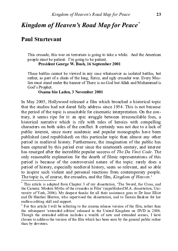 (DOC) Kingdom of Heaven’s Road Map for Peace