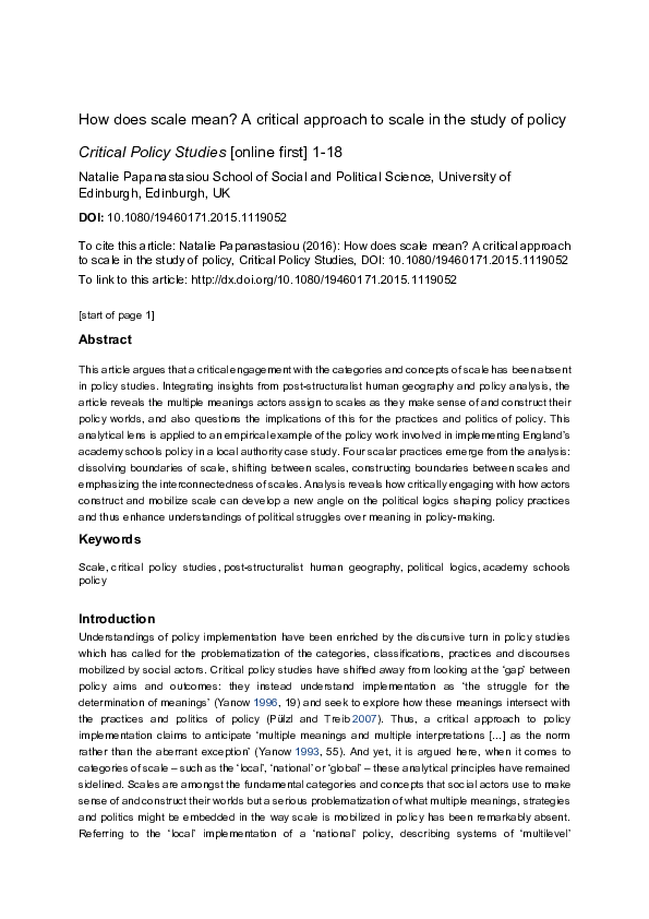 (PDF) 'How does scale mean? A critical approach to scale in the study ...