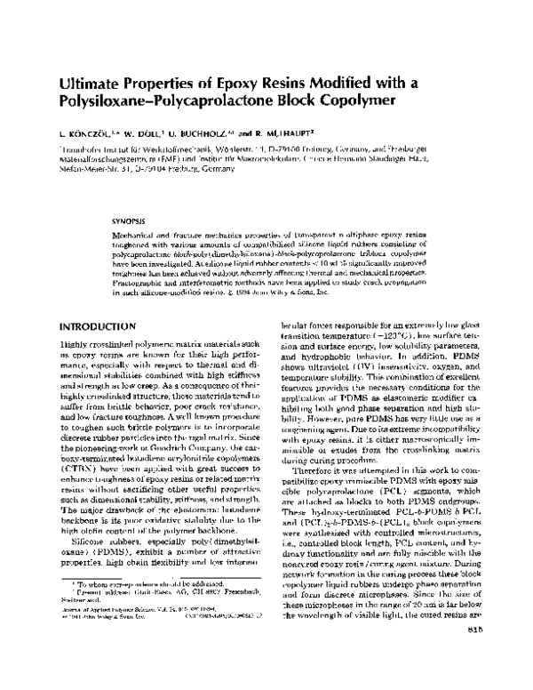 (PDF) Ultimate properties of epoxy resins modified with a polysiloxane–polycaprolactone block ...