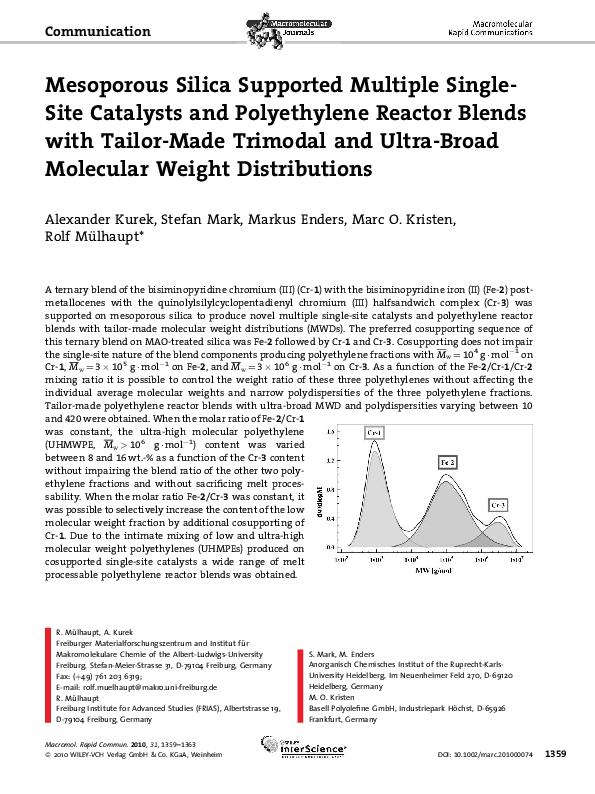 (PDF) Mesoporous Silica Supported Multiple Single-Site Catalysts and ...