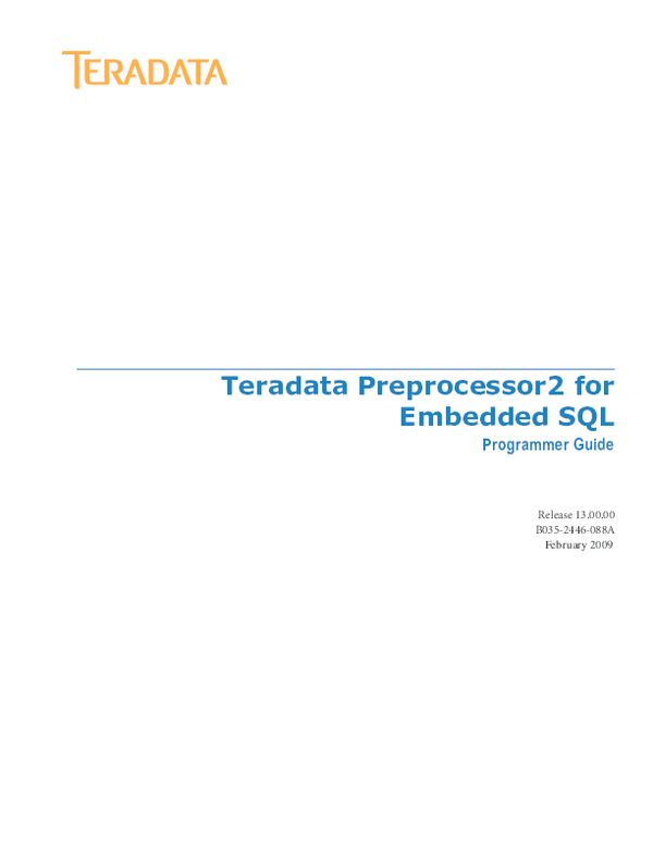 (PDF) Teradata Preprocessor2 for Embedded SQL Programmer Guide