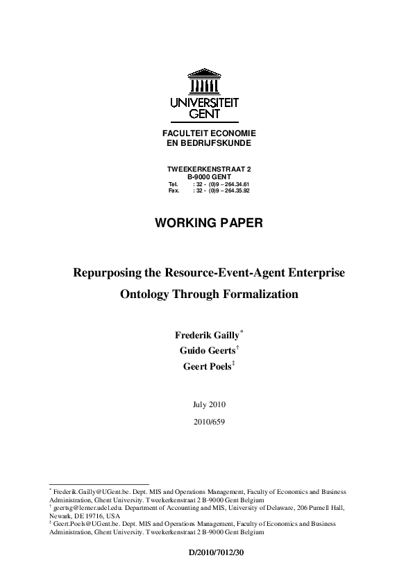 (PDF) Repurposing the Resource-Event-Agent Enterprise Ontology Through ...