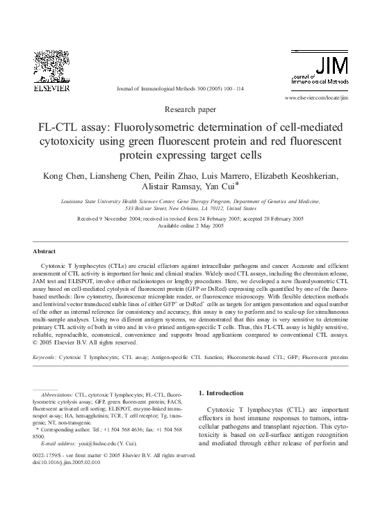 (PDF) FL-CTL assay: Fluorolysometric determination of cell-mediated ...