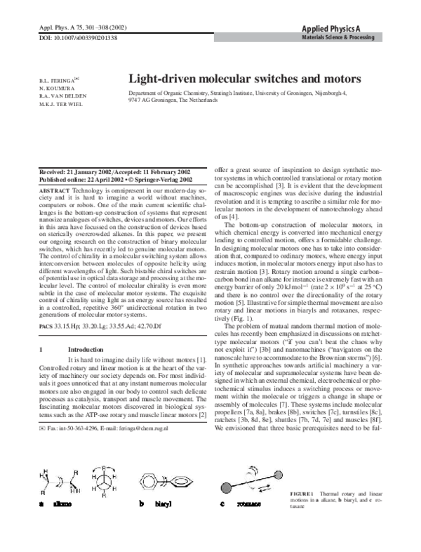 (PDF) Light-driven molecular switches and motors