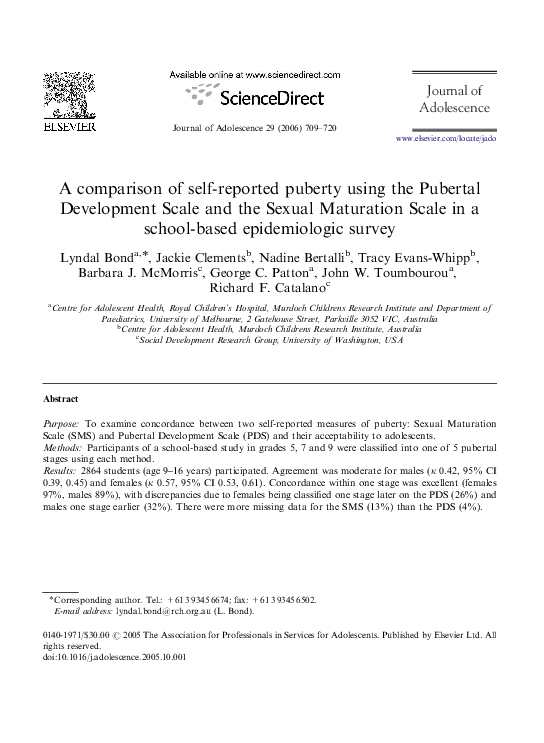 (PDF) A comparison of self-reported puberty using the Pubertal ...