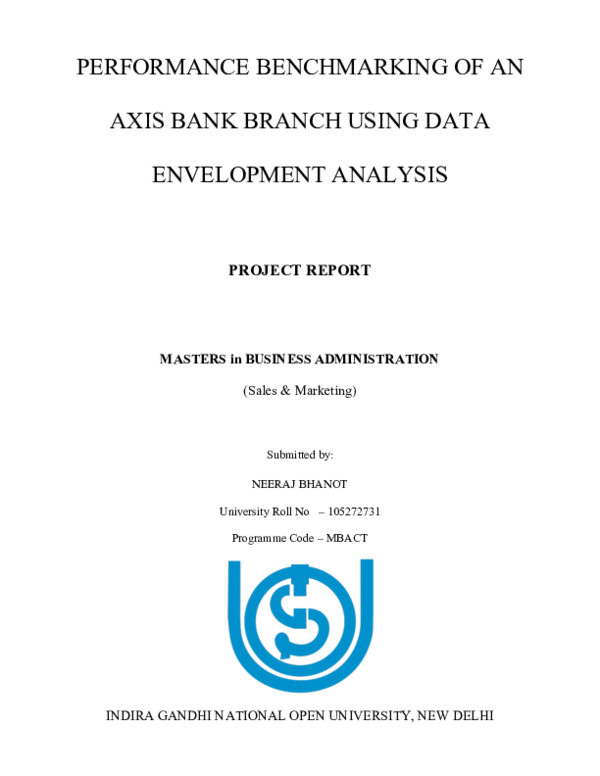 (PDF) Benchmarking the Performance Indicators of Axis Bank With Data Envelopment Analysis