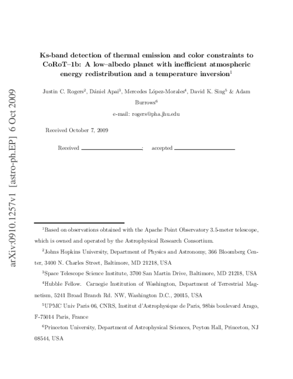 (PDF) Ks-band Detection of Thermal Emission and Color Constraints to ...