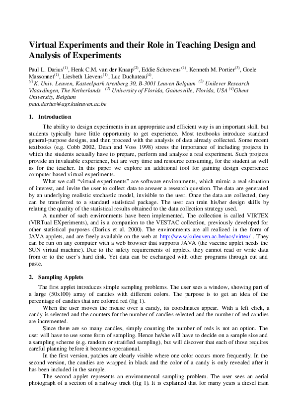 (PDF) Virtual Experiments and their Role in Teaching Design and ...