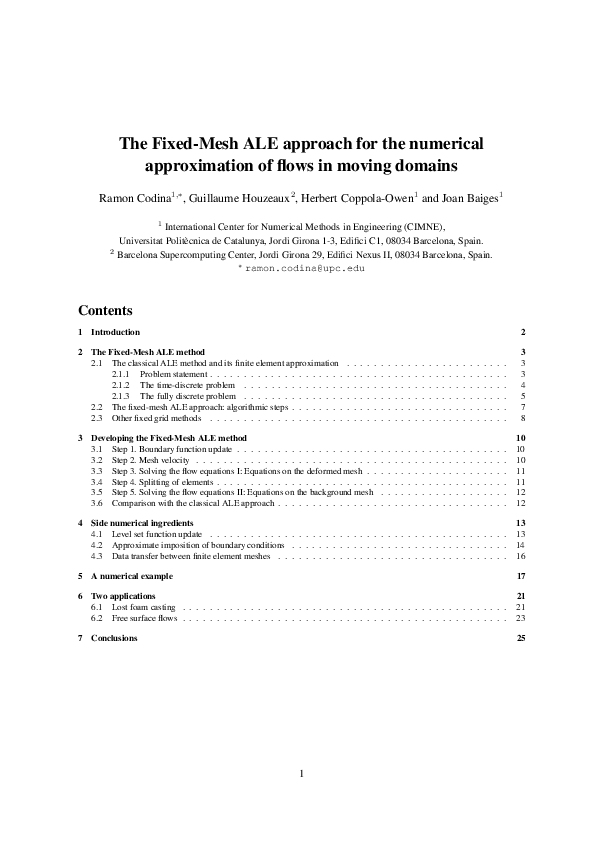 (PDF) The fixed-mesh ALE approach for the numerical approximation of ...