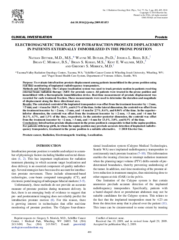 (PDF) An evaluation of intrafraction motion of the prostate in the ...