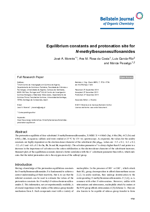 (PDF) Equilibrium constants and protonation site for N ...