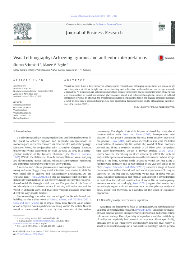 (PDF) Visual ethnography: Achieving rigorous and authentic interpretations