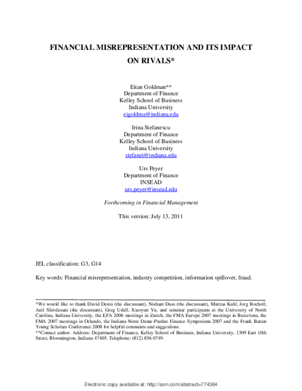 (PDF) Financial Misrepresentation and Its Impact on Rivals